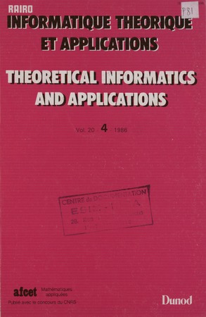RAIRO - Theoretical Informatics and Applications - Informatique Théorique et Applications, Tome ...